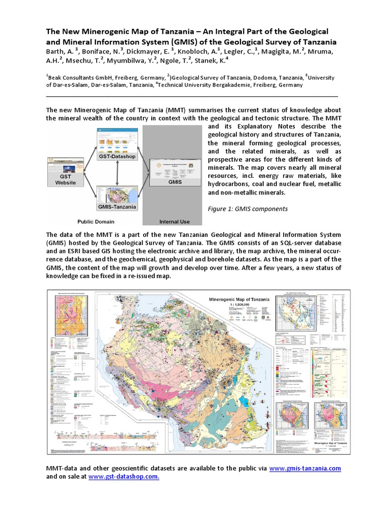 The New Minerogenic Map of Tanzania: Summarizing the Country's Mineral ...