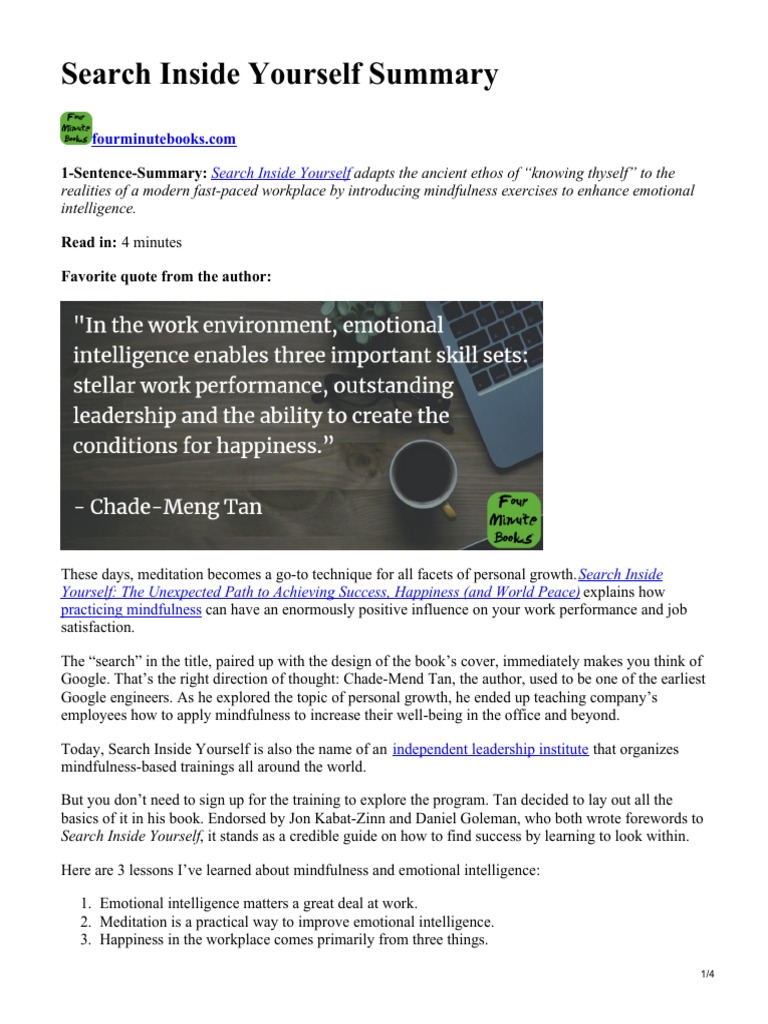 Search Inside Yourself Summary | PDF | Emotional Intelligence | Mindfulness