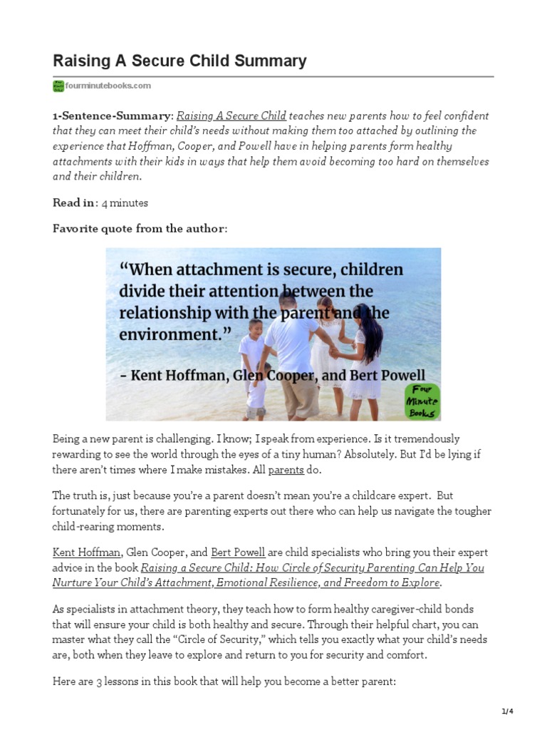 Raising A Secure Child Summary | PDF | Attachment Theory | Feeling