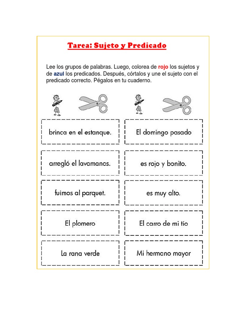 Tarea Sujeto y Predicado | PDF