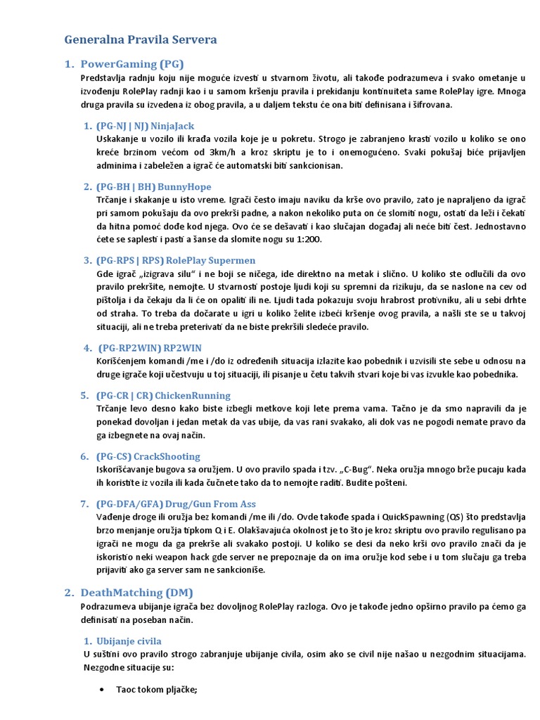 SAMP RolePlay Pravila | PDF