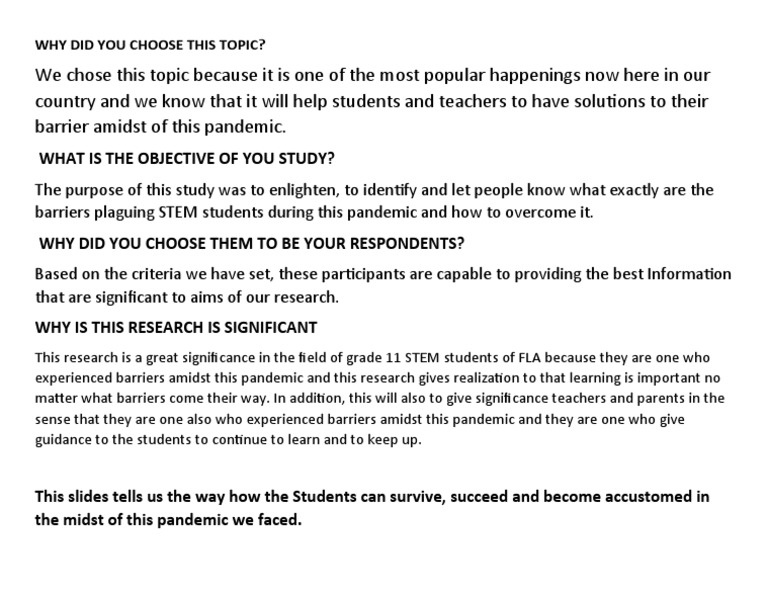 Why Did You Choose This Topic | PDF