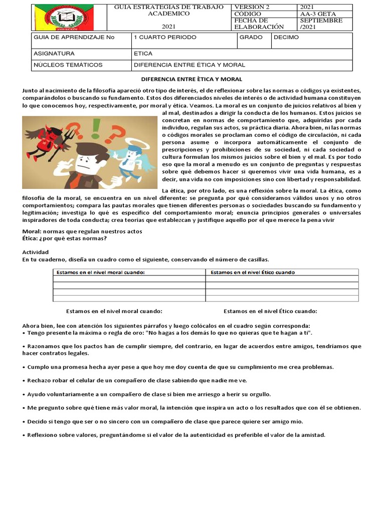 Guia Decimo Etica Cuarto Periodo | PDF | Moralidad | Comportamiento