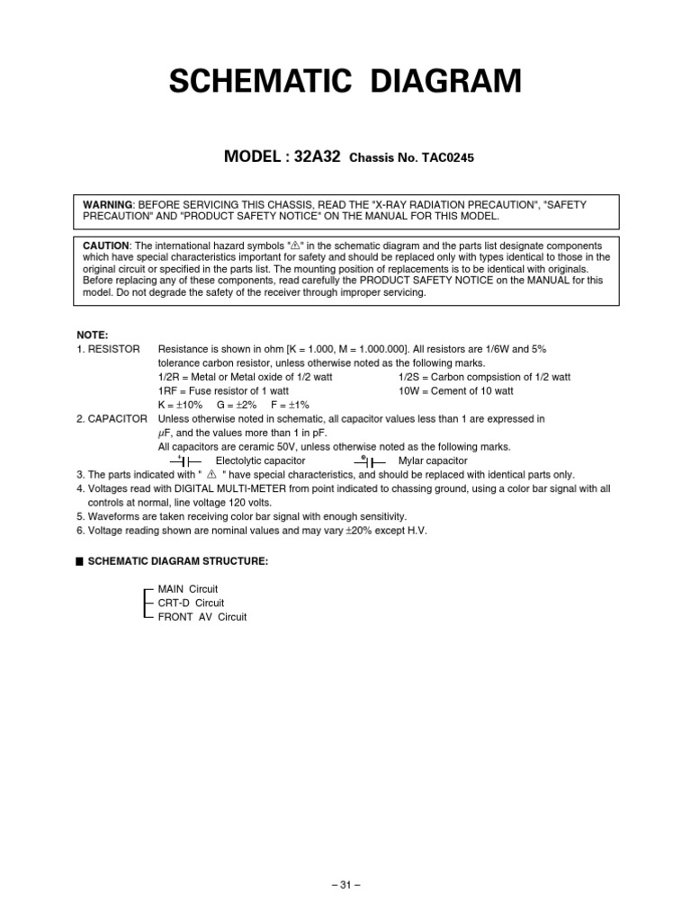 TV TOSHIBA 32A42 Chassis - TAC0245 - Diagrama | PDF | Resistor | Capacitor