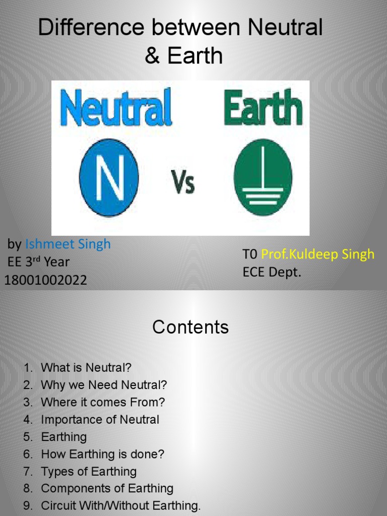 Difference Between Neutral and Earth | PDF | Electrical Wiring ...