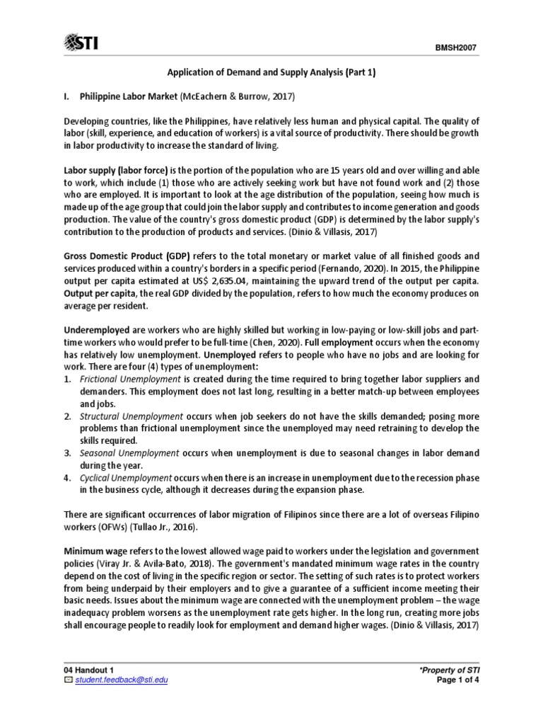 Application of Demand and Supply Analysis (Applied Eco) | PDF | Labour ...