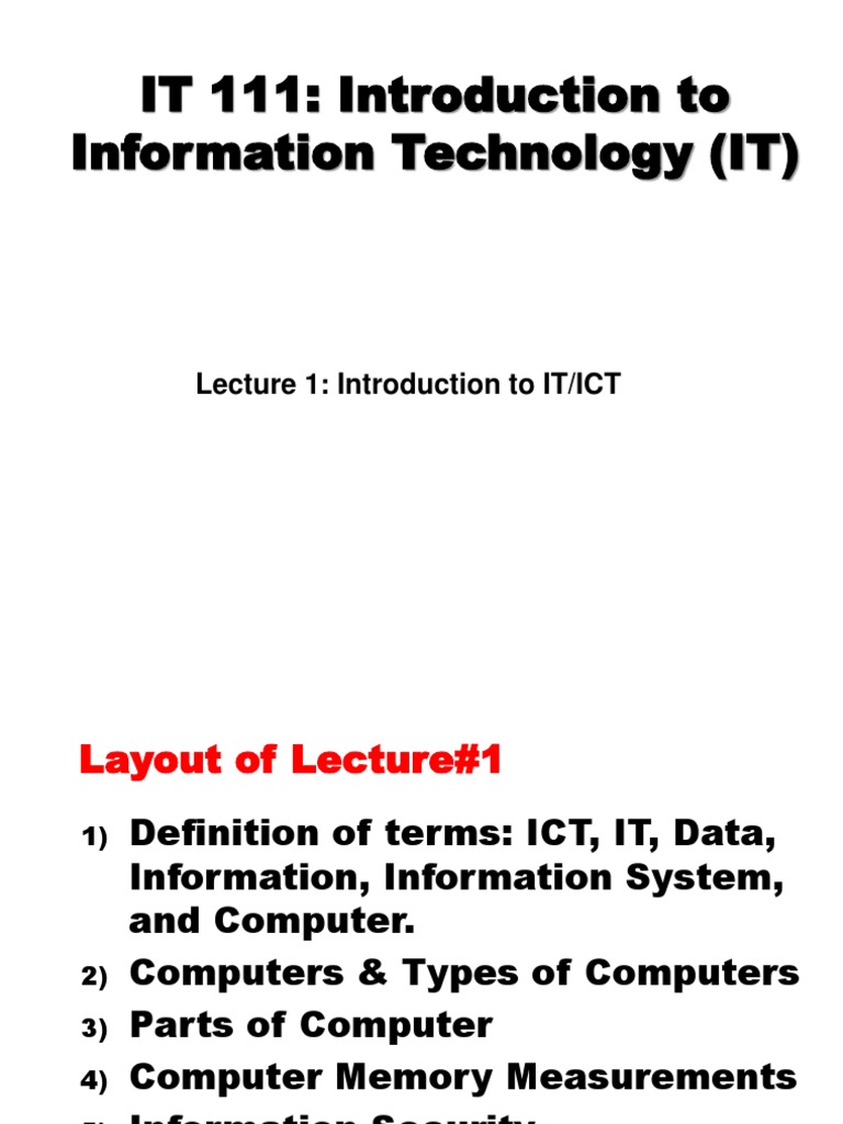 IT 111: Introduction To Information Technology (IT) | PDF | Malware ...