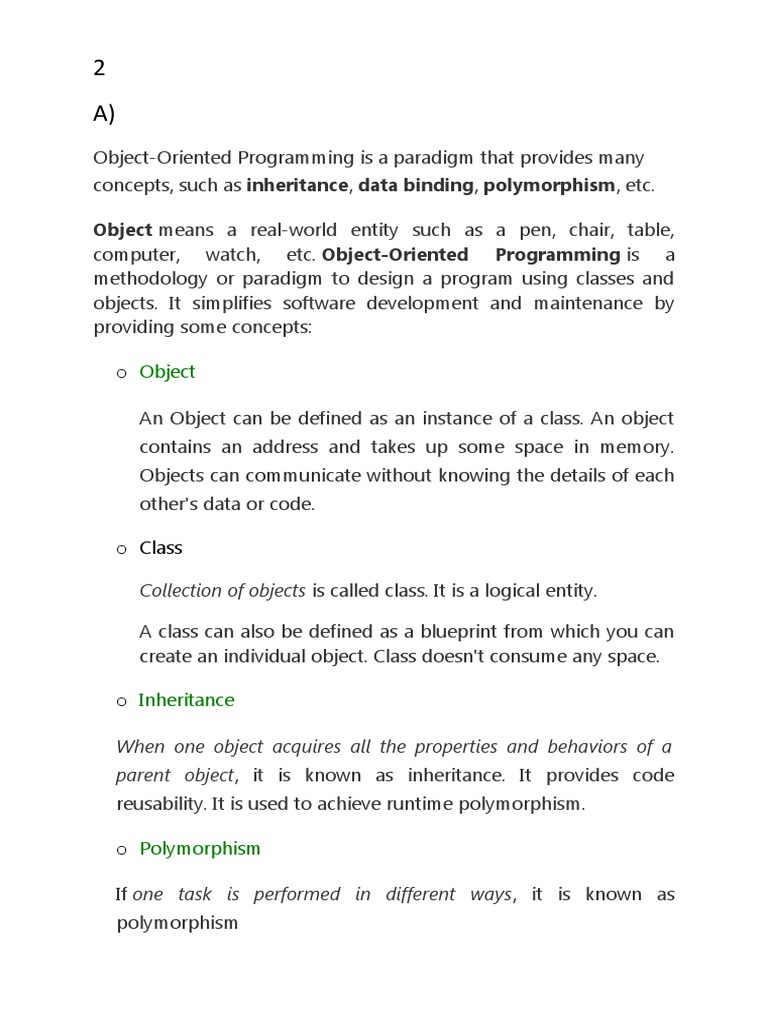 Object Means A Real-World Entity Such As A Pen, Chair, Table | PDF ...