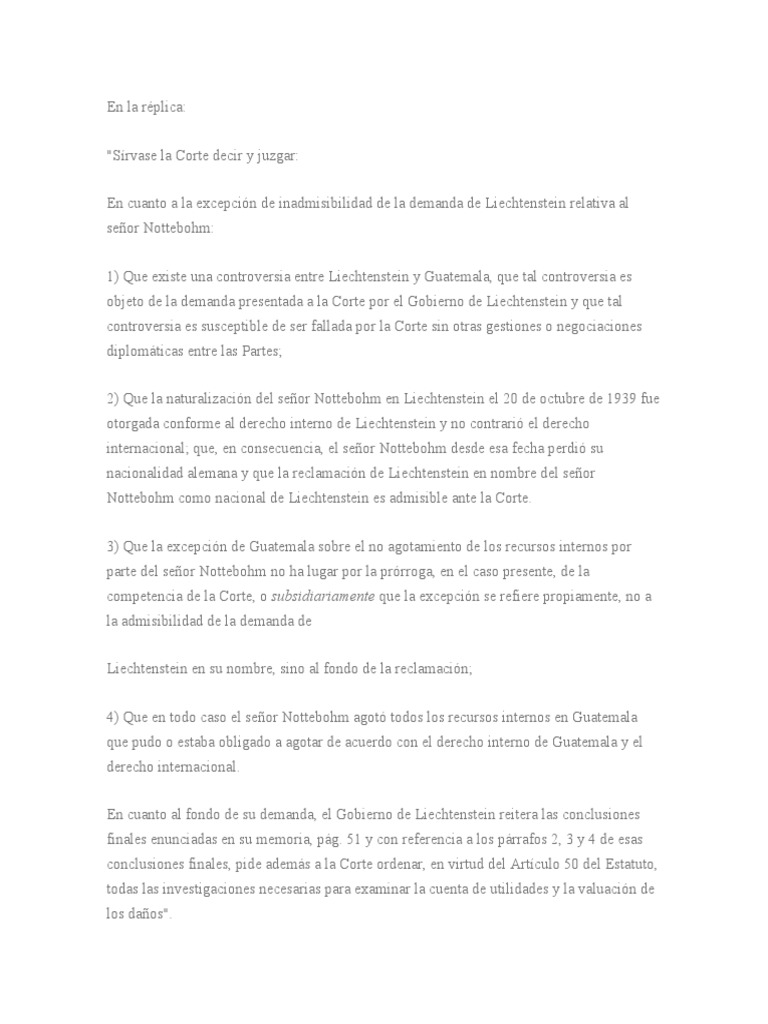 Sentencia de La Corte Internacional de Justicia en El Caso Nottebohm ...