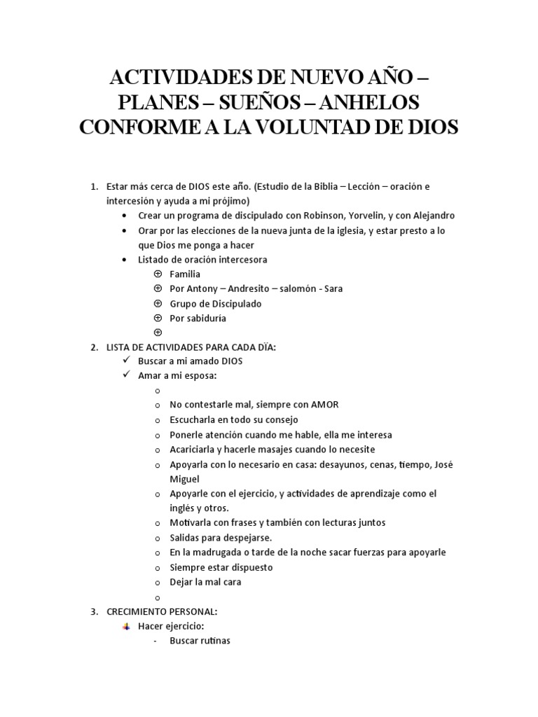 Actividades de Nuevo Año | PDF | Oración