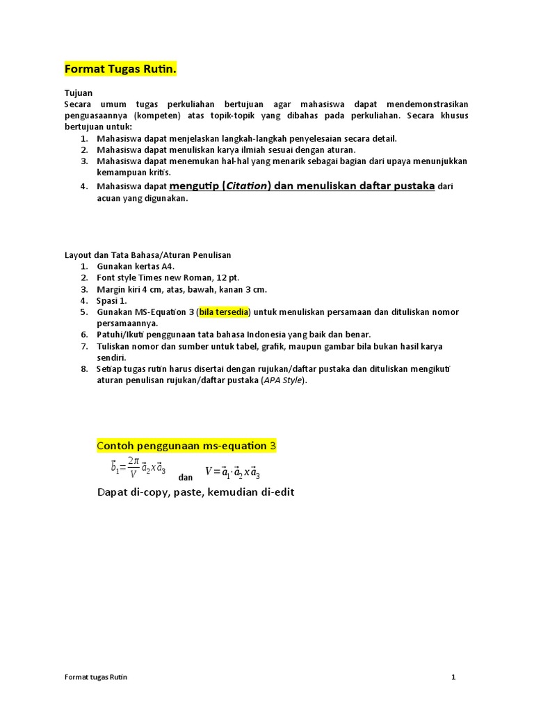 Format Tugas Rutin | PDF
