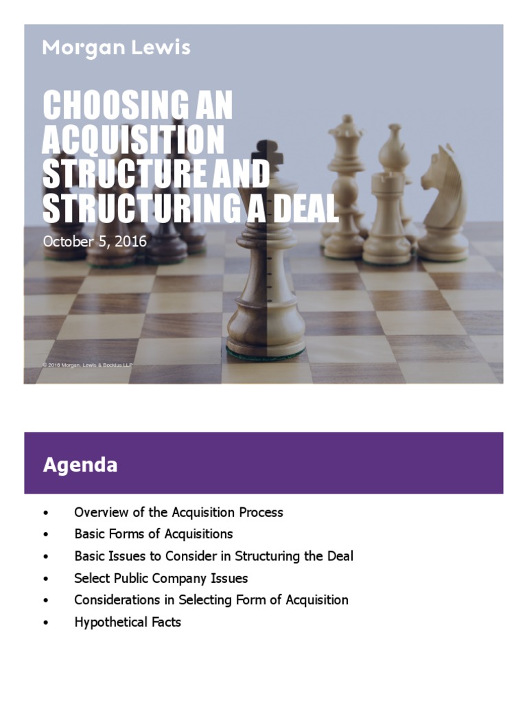 Choosing An Acquisition Structure and Structuring A Deal: October 5 ...