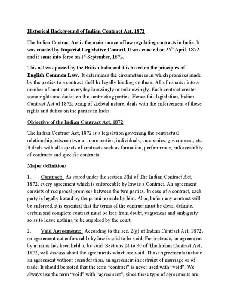 Historical Background of Indian Contract Act, 1872 | PDF | Common Law ...