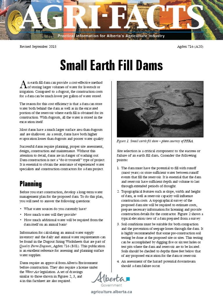 Small Earth Fill Dams: Planning, Design, Construction and Maintenance ...