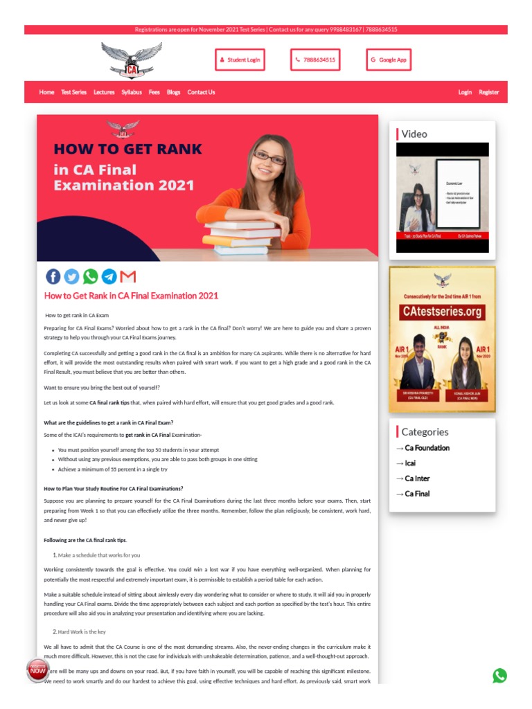 WWW Catestseries Org Blogs How To Get Rank in CA Final Examination PHP ...