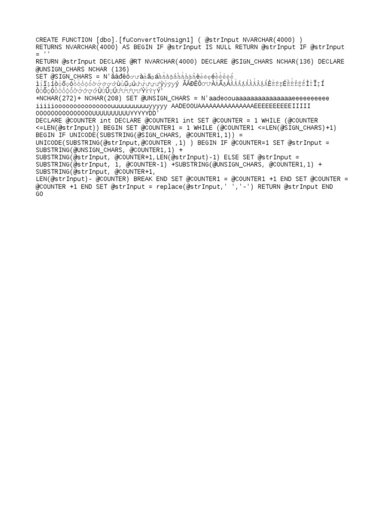 SQL-Convert Có Dấu to Không Dấu | PDF