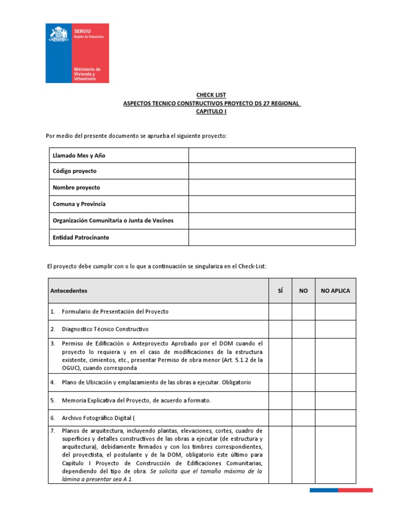 Check List Aspectos Tecnico DS27 Cap 1 2021 | PDF