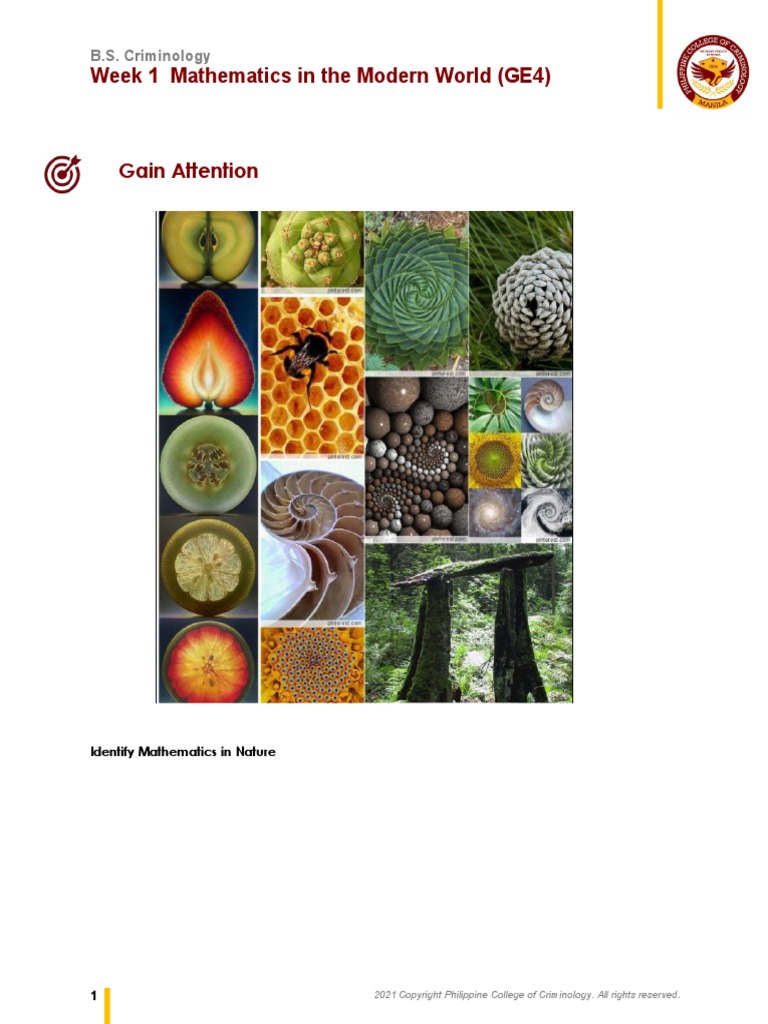 GE4 - Week 1 | PDF | Pattern | Teaching Mathematics