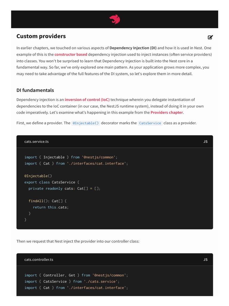 Custom Providers - NestJS - A Progressive Node - Js Framework | PDF | Class (Computer ...