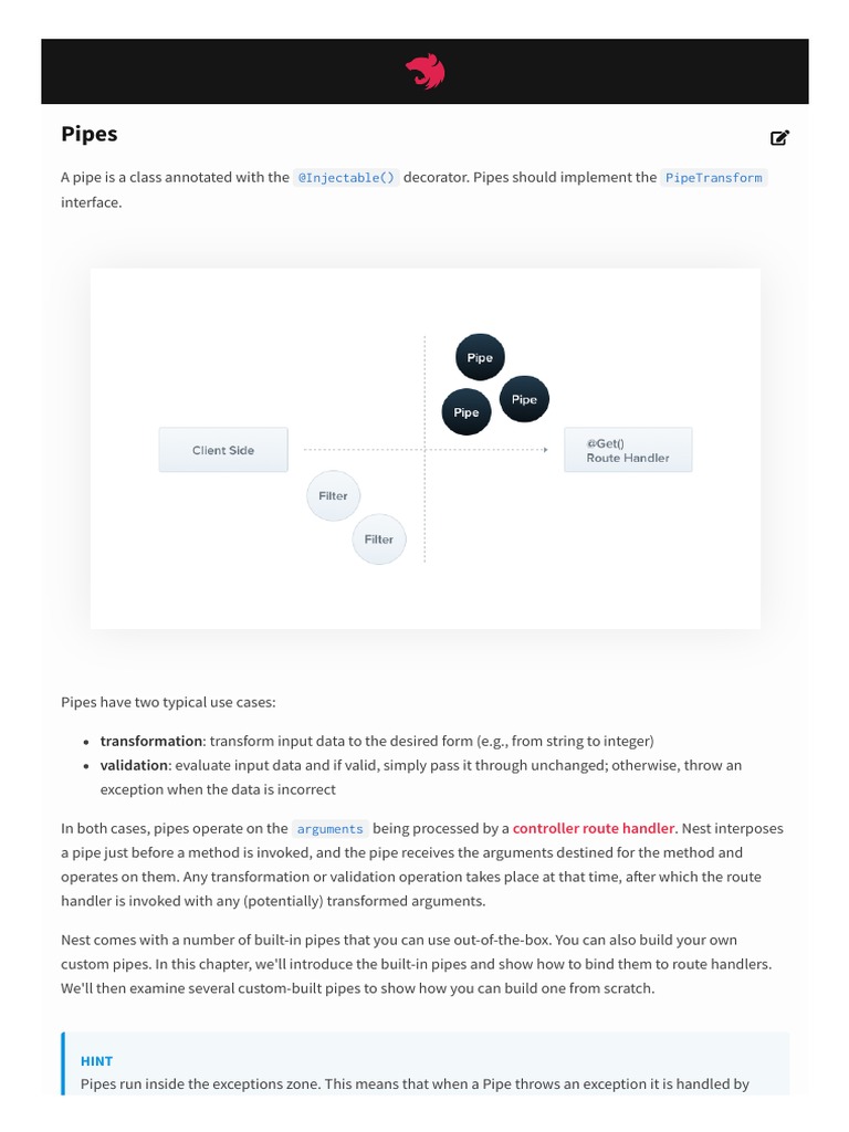 Pipes - NestJS - A Progressive Node - Js Framework | PDF | Parameter ... Pipes - NestJS - A Progressive Node - Js Framework | PDF | Parameter ...