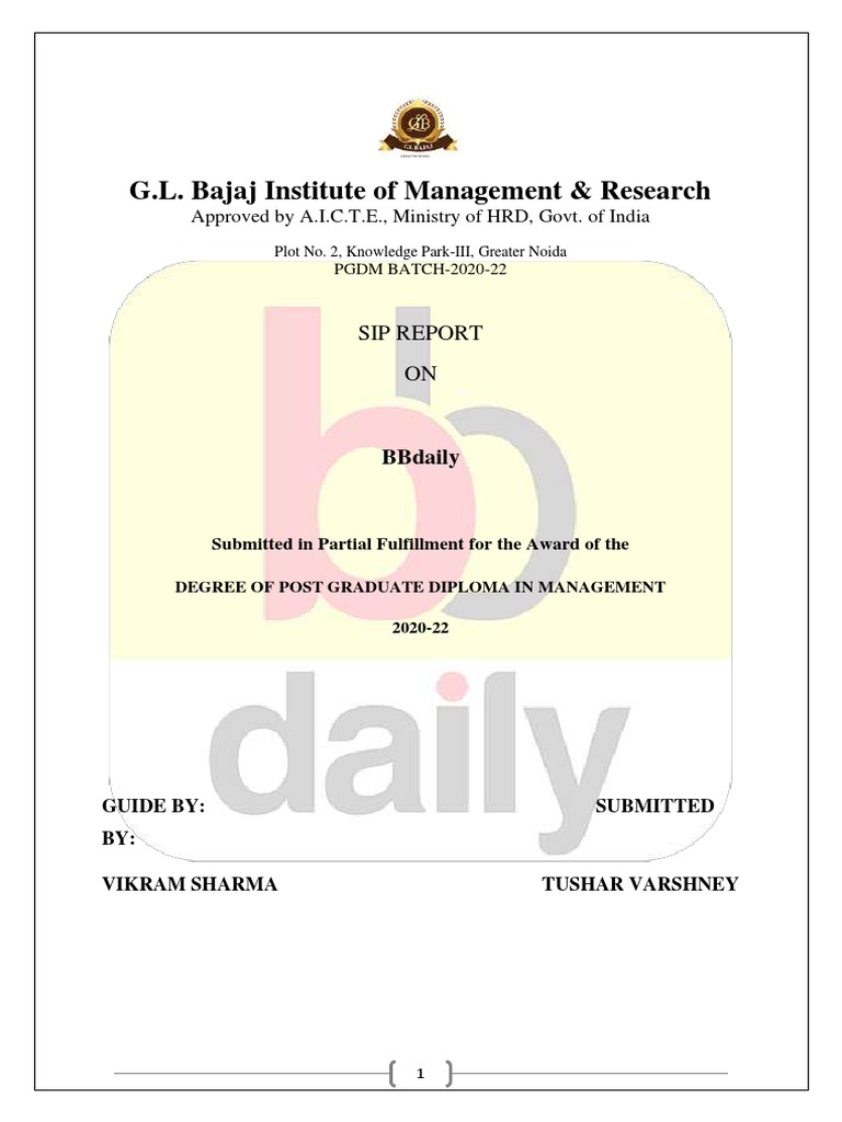 Tushar Varshney SIP Report | PDF | Survey Methodology | Sampling ...