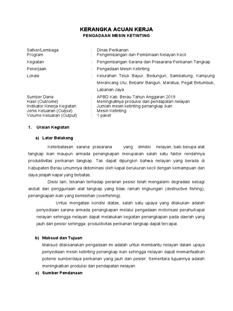 Pengadaan Mesin Ketinting-KAK Revisi4 | PDF