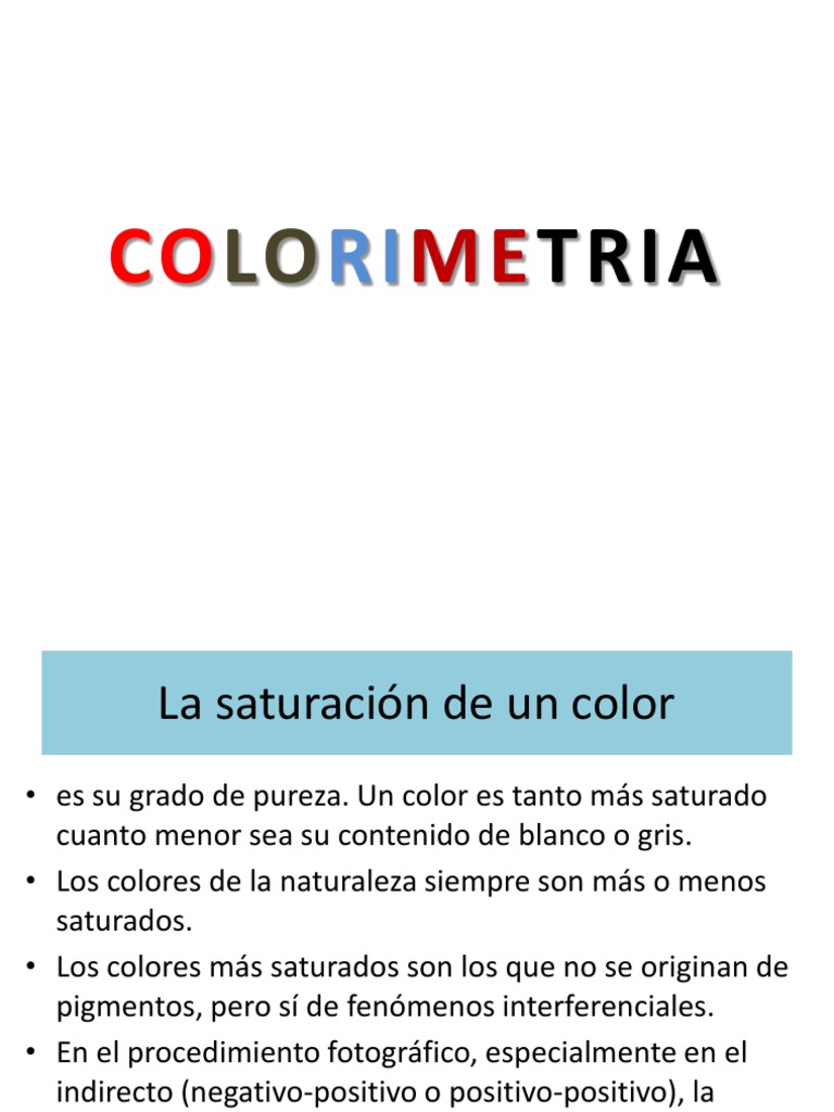 Principios fundamentales de la colorimetría: propiedades de la luz y la ...