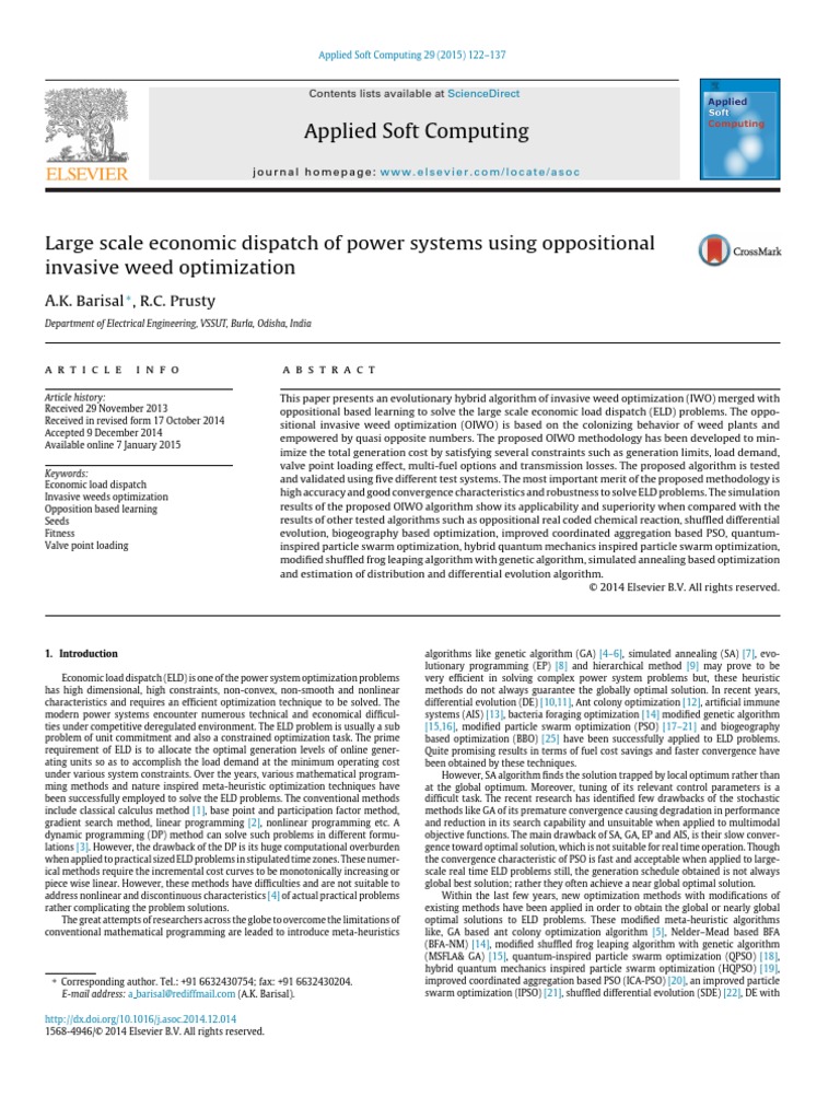 Comparative Analysis of Optimal Load Dispatch Through Evolutionary Algorithms | PDF ...