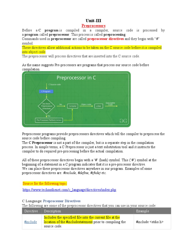 Unit Iii Preprocessor And Files Pdf Pointer Computer Programming 6204