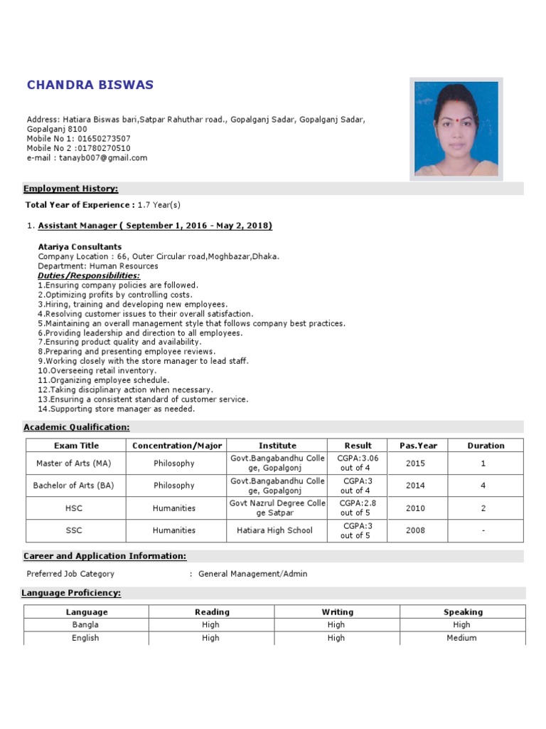 Chandra Biswas CV | PDF