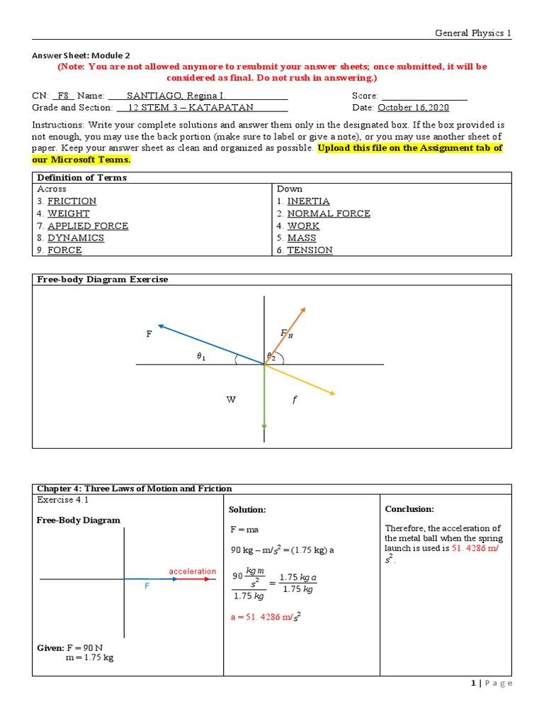 General Physics 1: Module 2 Review | PDF | Force | Velocity
