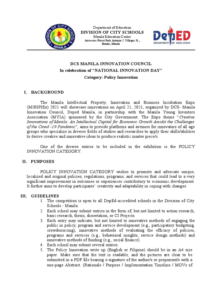 Policy Innovation Criteria For Judging v.3 | PDF | Innovation | Economies