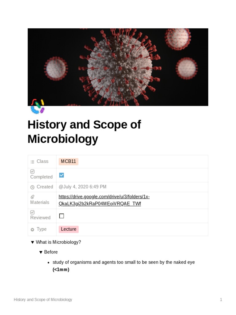 History and Scope of Microbiology | PDF | Microbiology | Microorganism