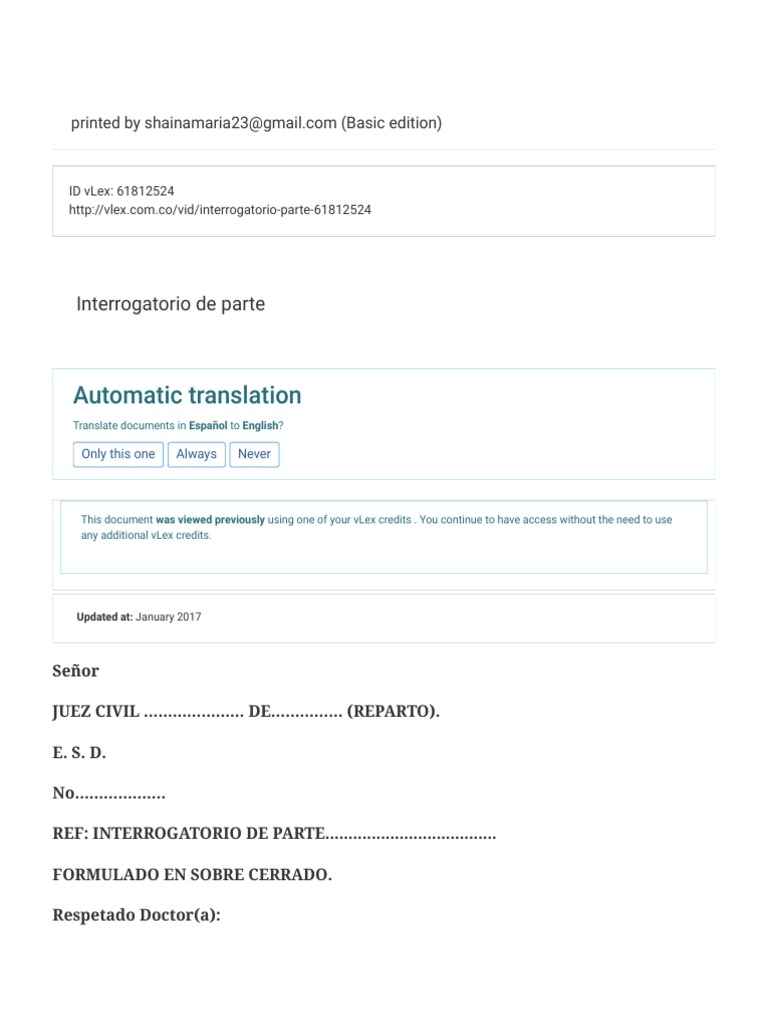 Interrogatorio de Parte | PDF