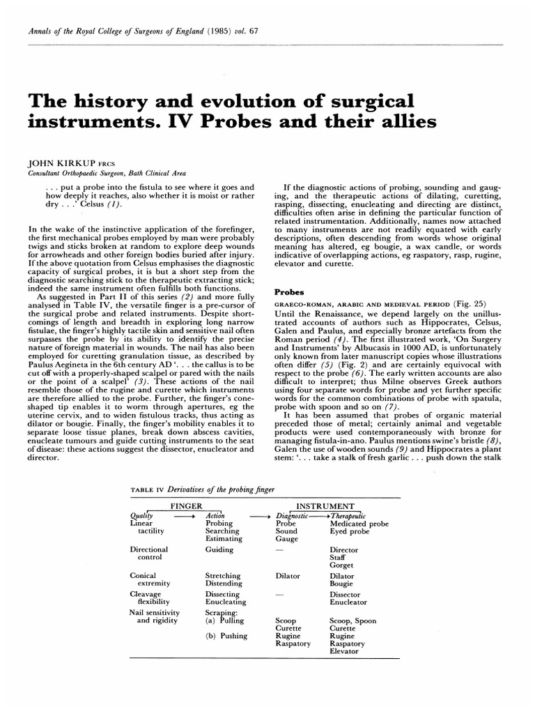 The History and Evolution of Surgical INSTRUMENTS PROBES AND THEIR ...