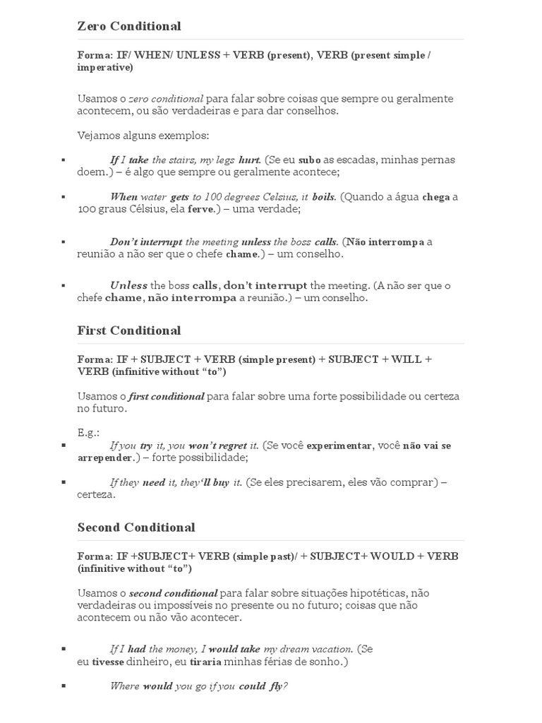 Zero, First, Second Conditional | PDF