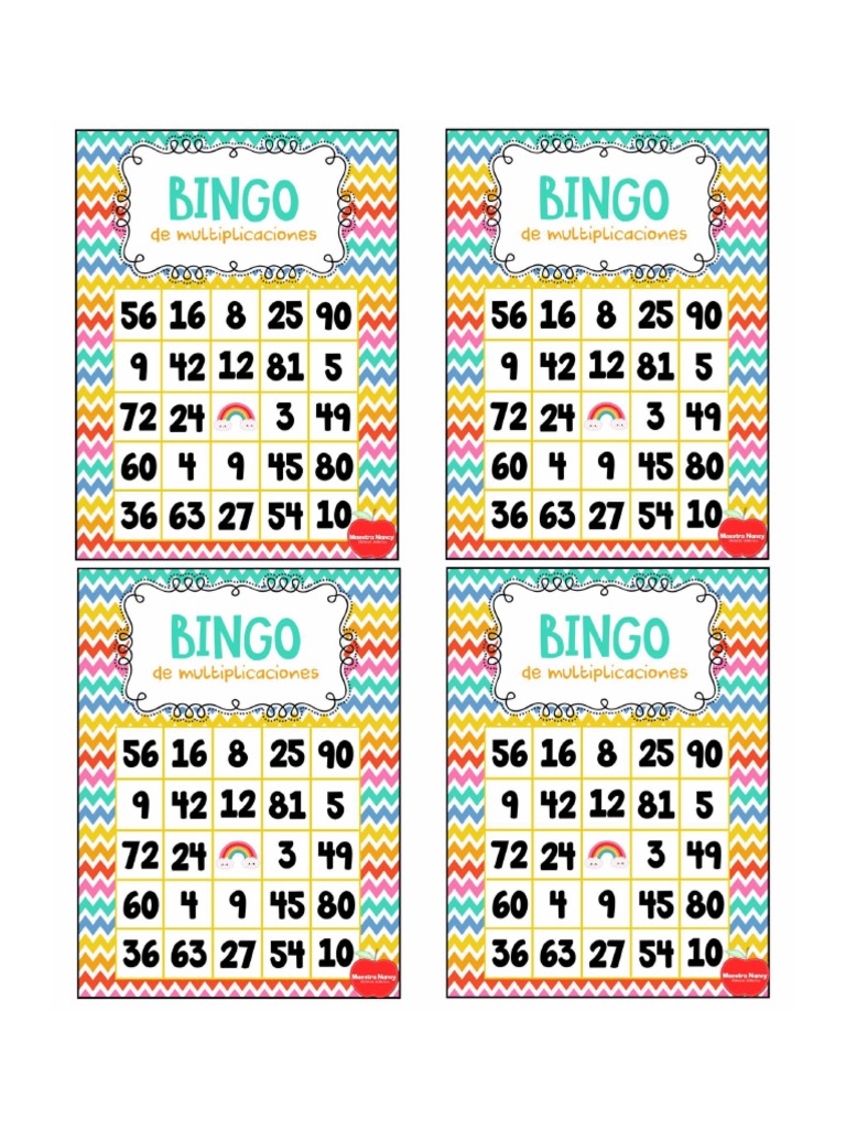 Bingo de Las Tablas de Multiplicar | PDF
