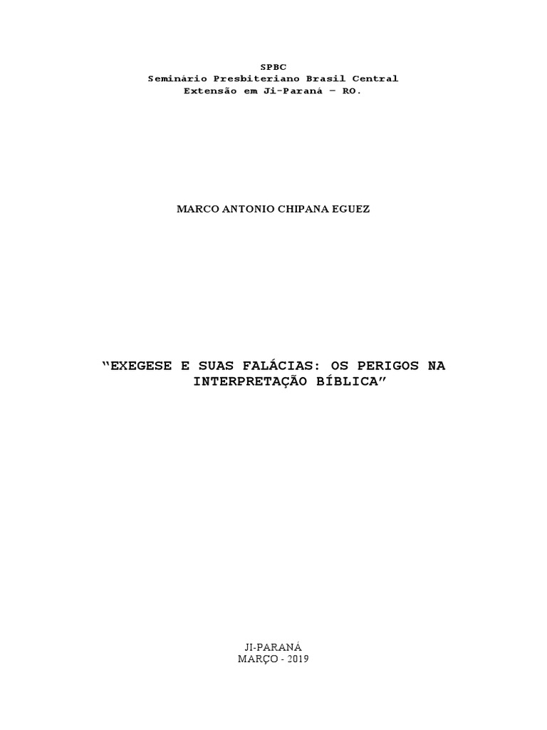 Resumo - Exegese e Suas Falácias - Perigos Na Interpretação Da Bíblia ...