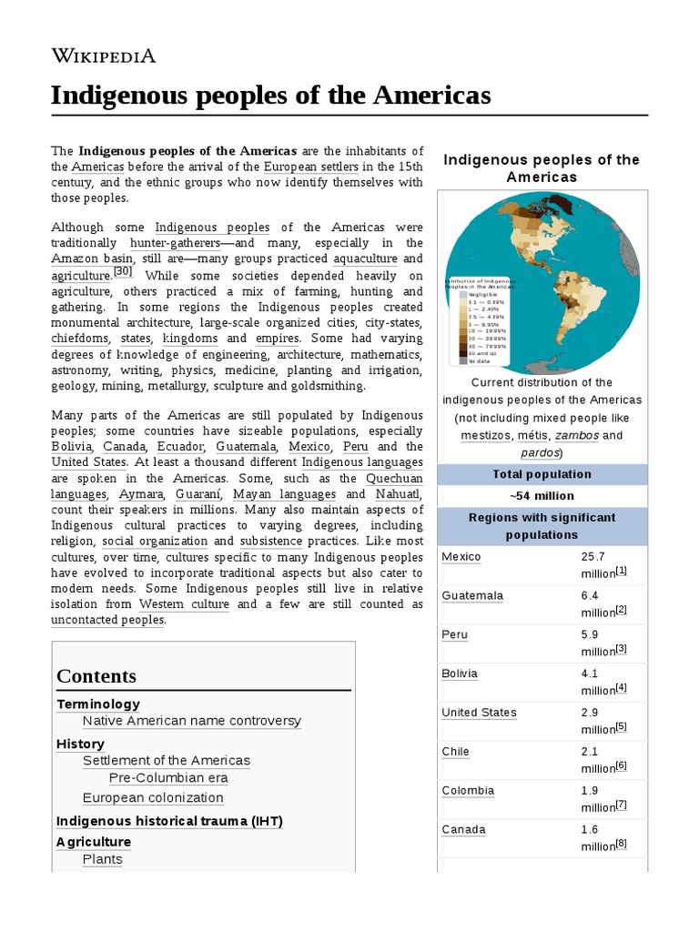 Indigenous Peoples of The Americas | PDF | Indigenous Peoples Of The ...