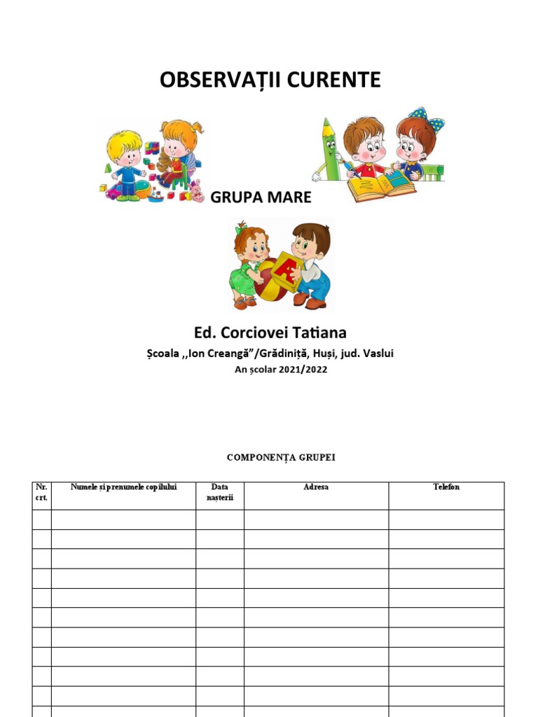 Caiet de Observatii Curente | PDF