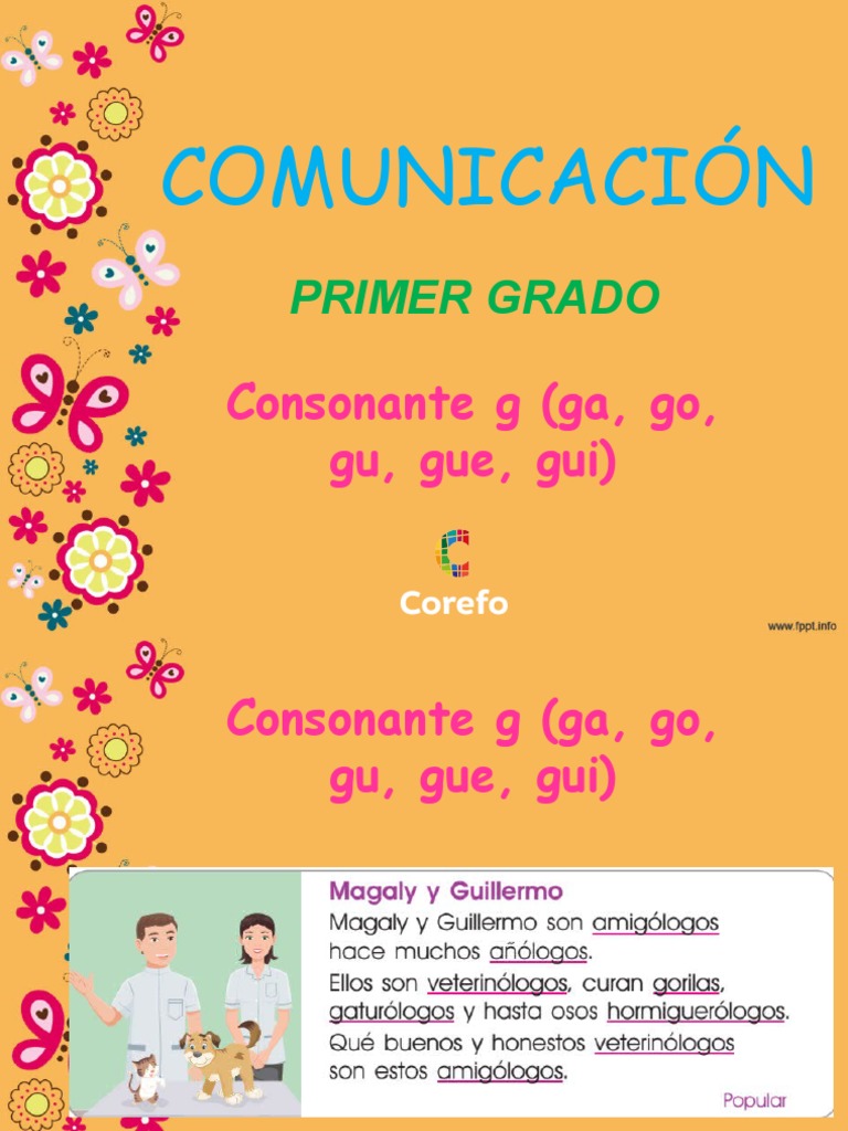 Consonante G en Primer Grado | PDF