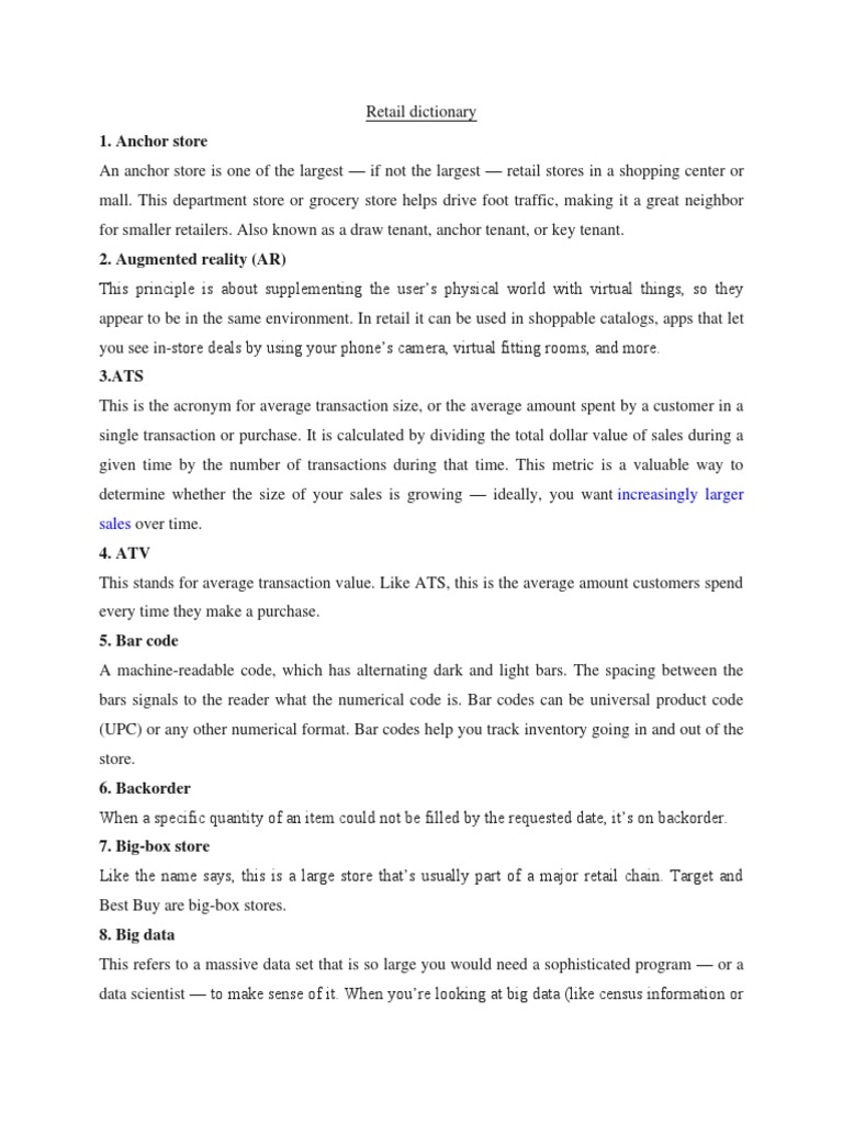 402 Retail-Management Glossary | PDF | Retail | Point Of Sale