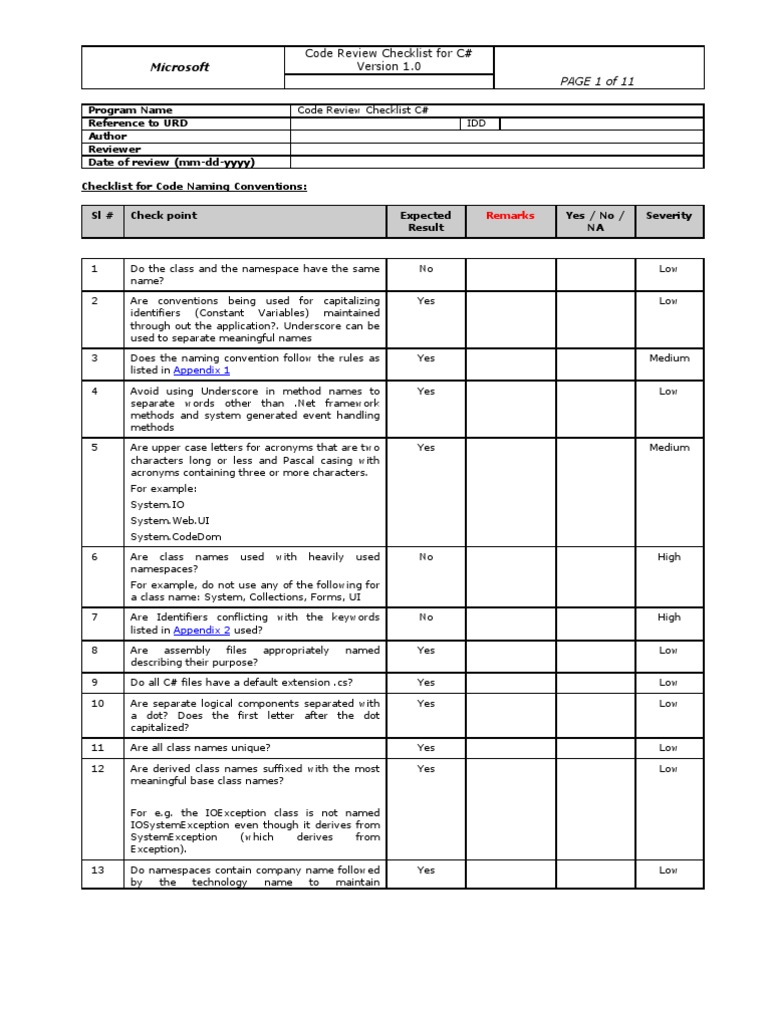 C# CheckList | PDF | Class (Computer Programming) | Method (Computer Programming)