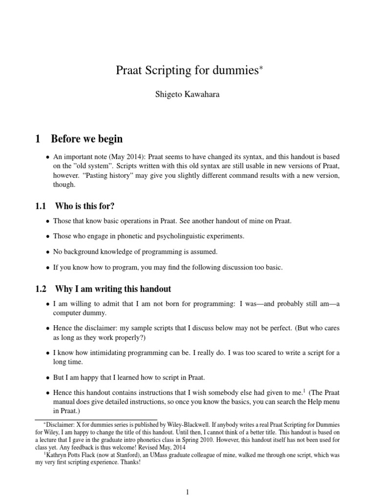 Praat Scripting For Dummies: 1 Before We Begin | PDF | Computer File ...