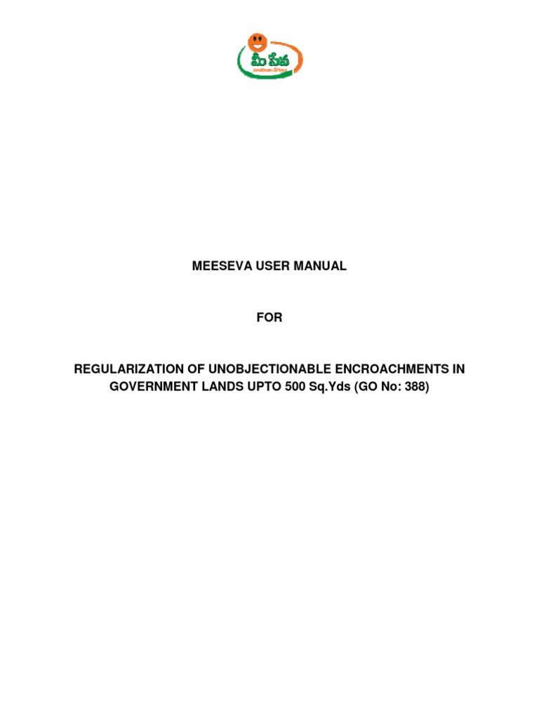 Regularization of Unobjectionable Encroachment in Government Land Upto ...