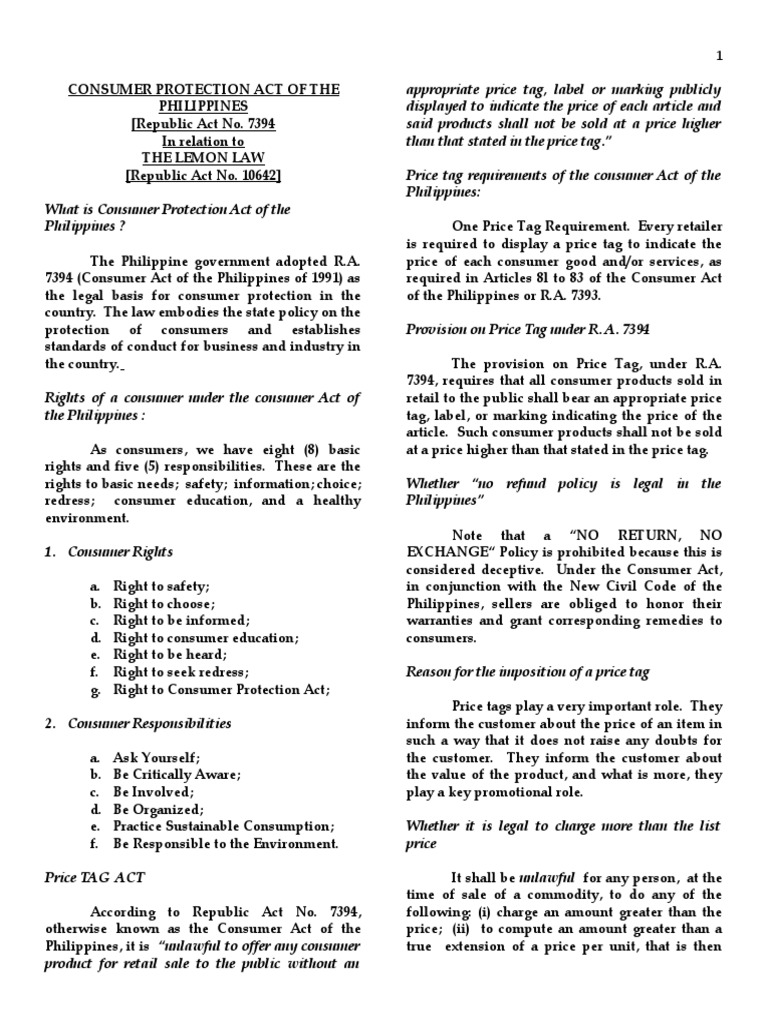 Consumer Protection Act Overview | PDF | Appeal | Consumer Protection