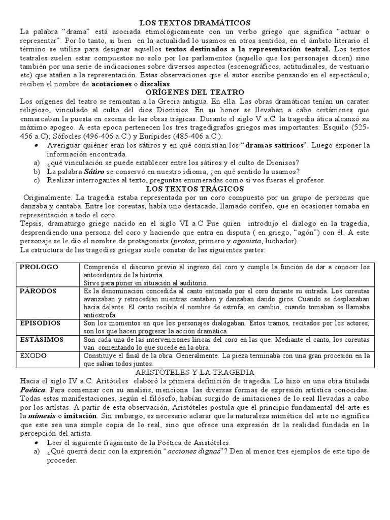 Los Textos Dramáticos | PDF | Teatro | Tragedia griega