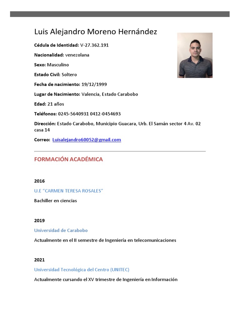 Luis Moreno, Currículum Vitae | PDF