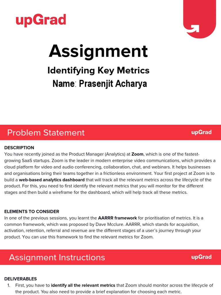 Assignment: Identifying Key Metrics Name: Prasenjit Acharya | PDF ...