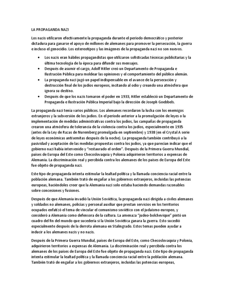 Propaganda Nazi: Estrategias y Efectos | PDF | Alemania nazi | El ...